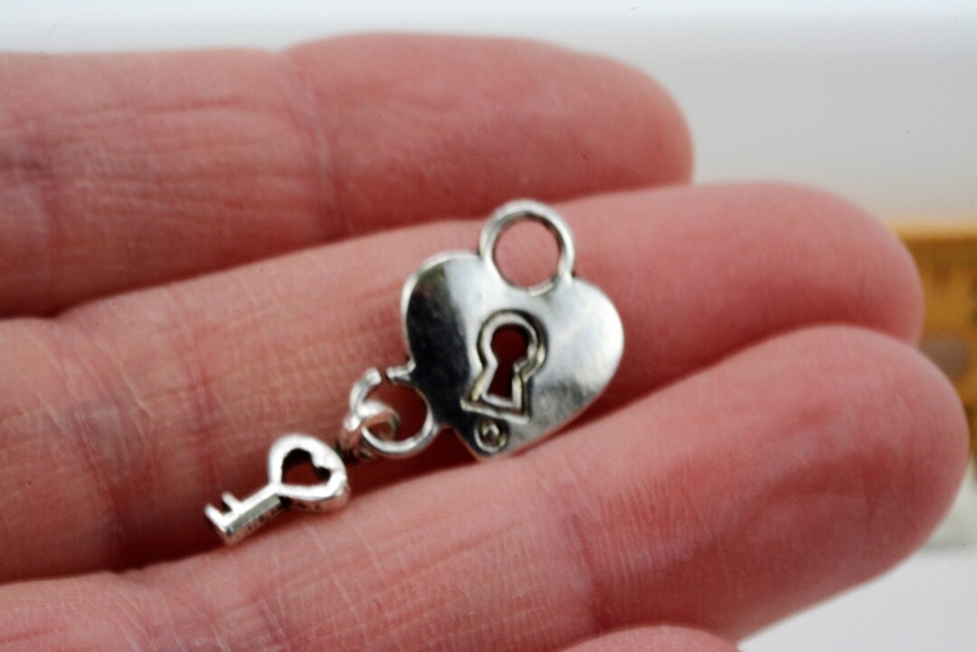 Heart and Key Charm, Key to My Heart Charm, Valentine Charm, Love Charm ...