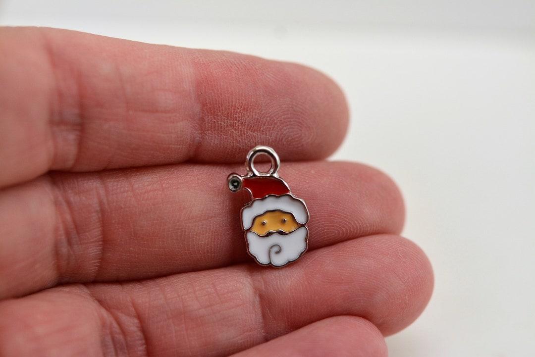 Santa Charm, Santa Head Charm, Christmas Charm, Holiday Charm, Set of 5 ...