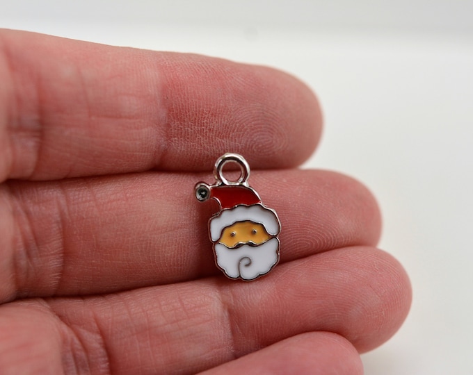 25pcs Santa Charms Christmas Holiday Charm Antique Silver Tone 13x24mm ...