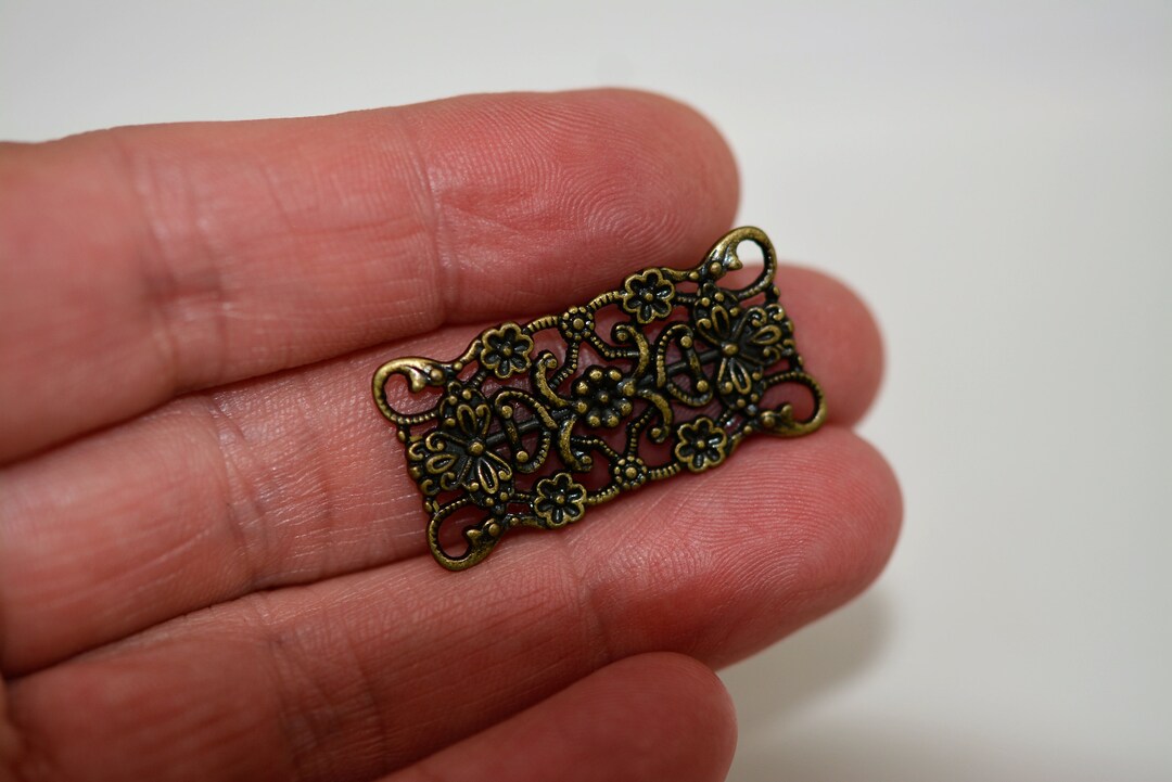 Antique Bronze Floral Filigree Rectangle Connector - 5 Pcs - Etsy