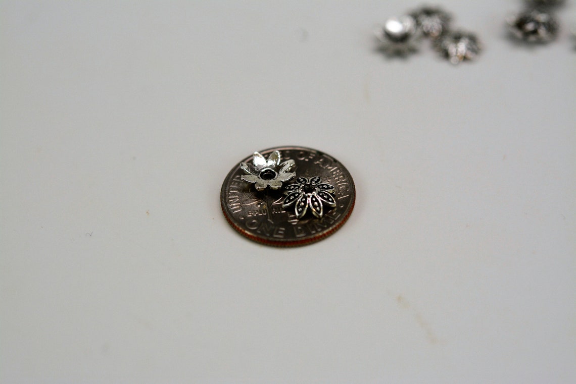 Bead Caps Caps for Beads Silver Bead Cap Dotted Pattern - Etsy