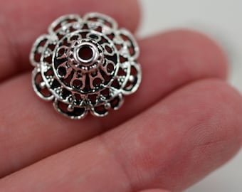 Bead Caps Caps for Beads Silver Bead Cap Dotted Pattern | Etsy