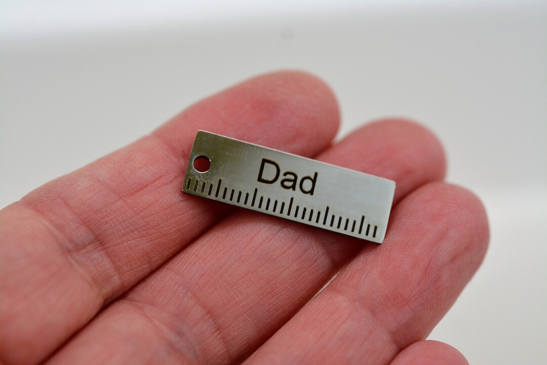 Dad Charm, Father's Day Charm, Ruler Charm, Stainless Steel Dad Charm ...