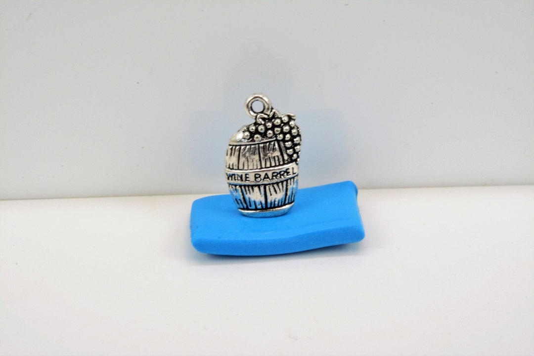 Wine Barrel Charm, Grape Barrel Charm, Wine Key Charm, Set of 5 Charms ...