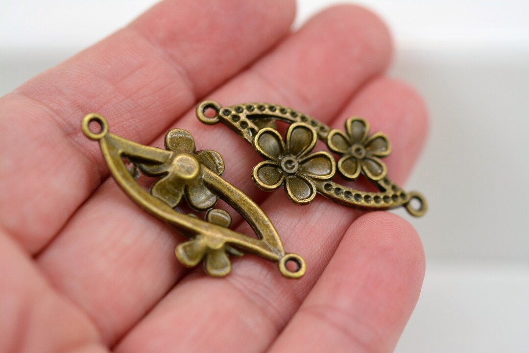 Flower Connector, Antique Bronze Flower Connector, Set of 5 Flower ...