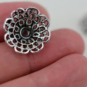 Bead Caps, Caps for Beads, Silver Bead Cap, Flower Pattern Bead Cap, 18 ...