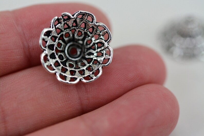 Bead Caps Caps for Beads Silver Bead Cap Flower Pattern - Etsy