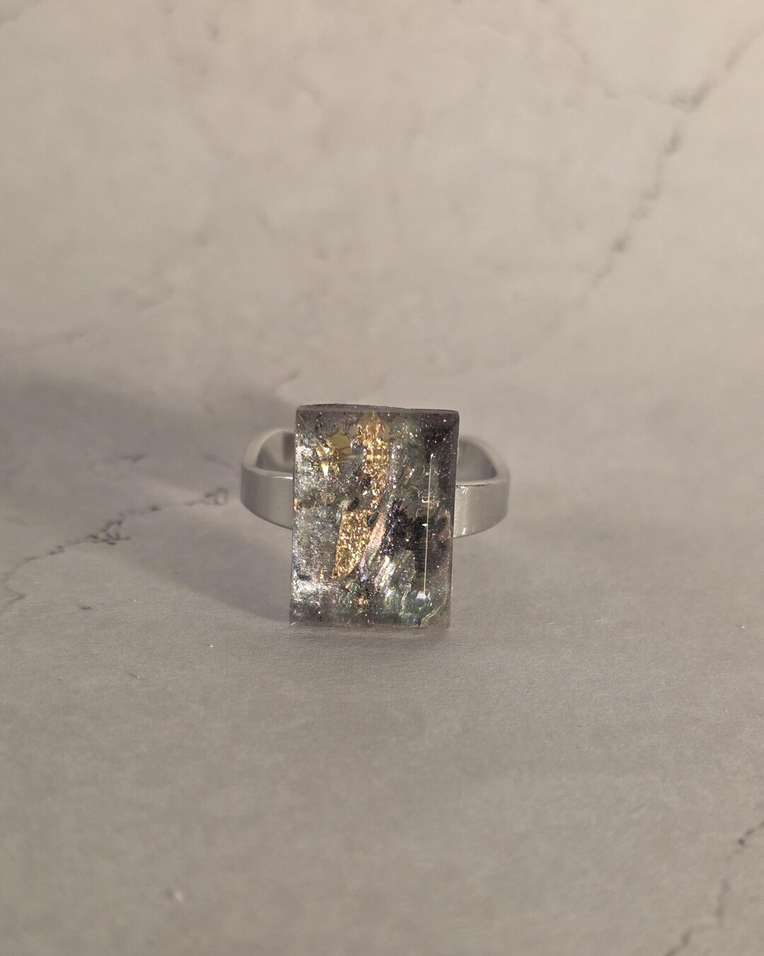 Mika Handcrafted Resin Ring: Stainless Steel Adjustable Band - Etsy