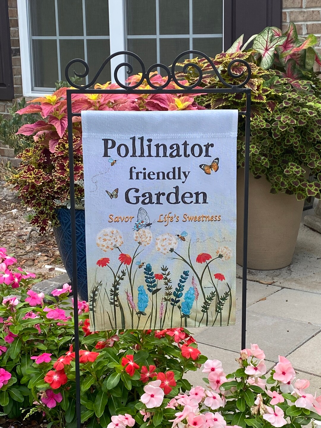 Pollinator Friendly Garden Flag Flower Garden Decor Double Sided Yard ...