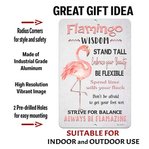 Pink Flamingo Wisdom Metal Sign With Inspirational Sayings Coastal ...