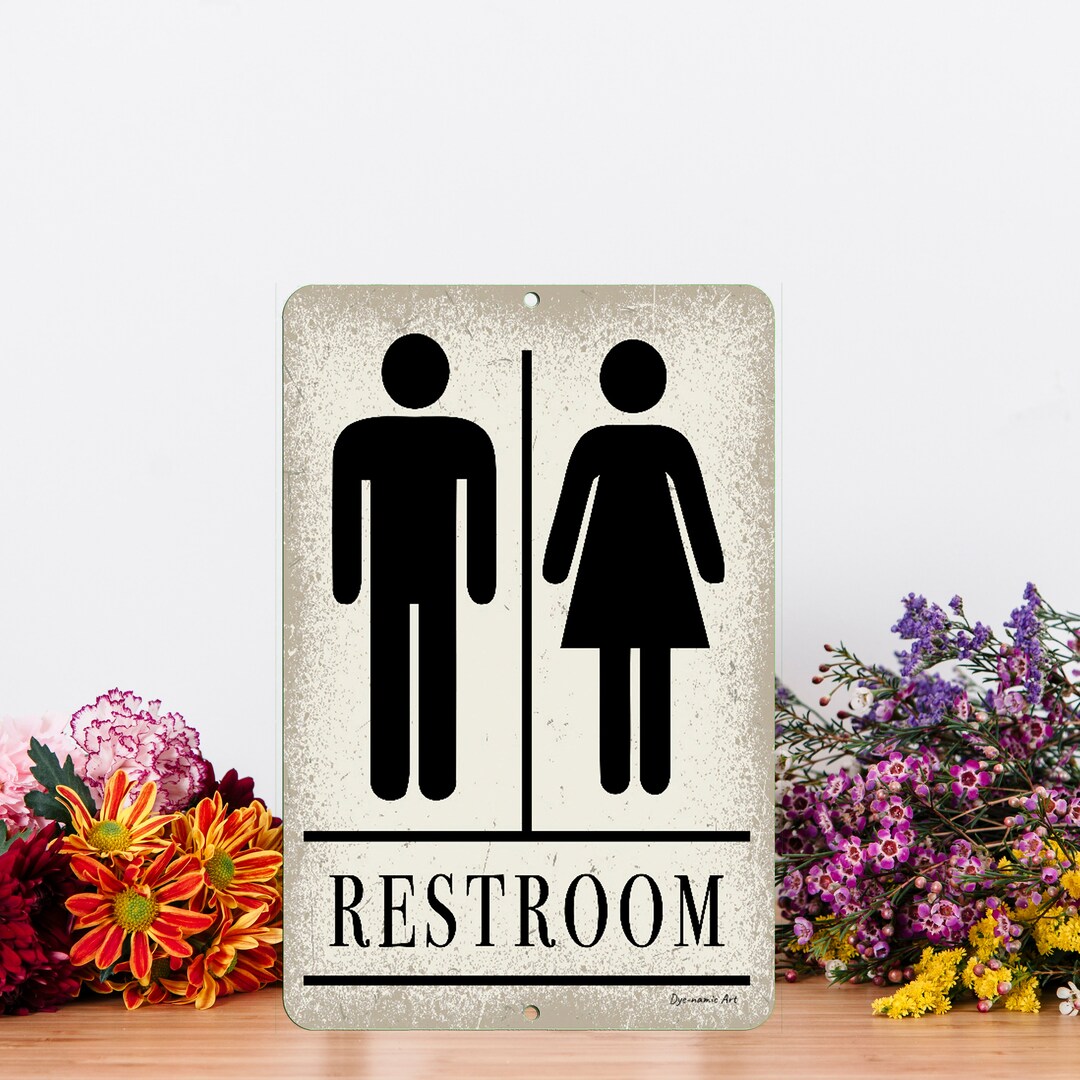 Rustic Metal Restroom Sign for Men and Women, Handcrafted Unisex ...