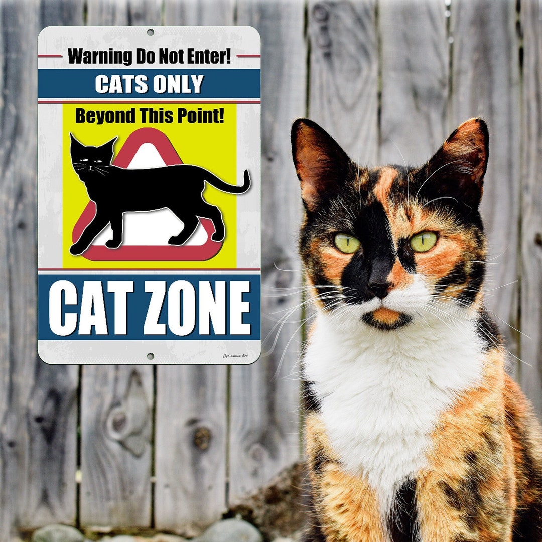 Cat Zone Metal Pet Sign Cat Rules Decoration Warning Sign for Cats Cat ...