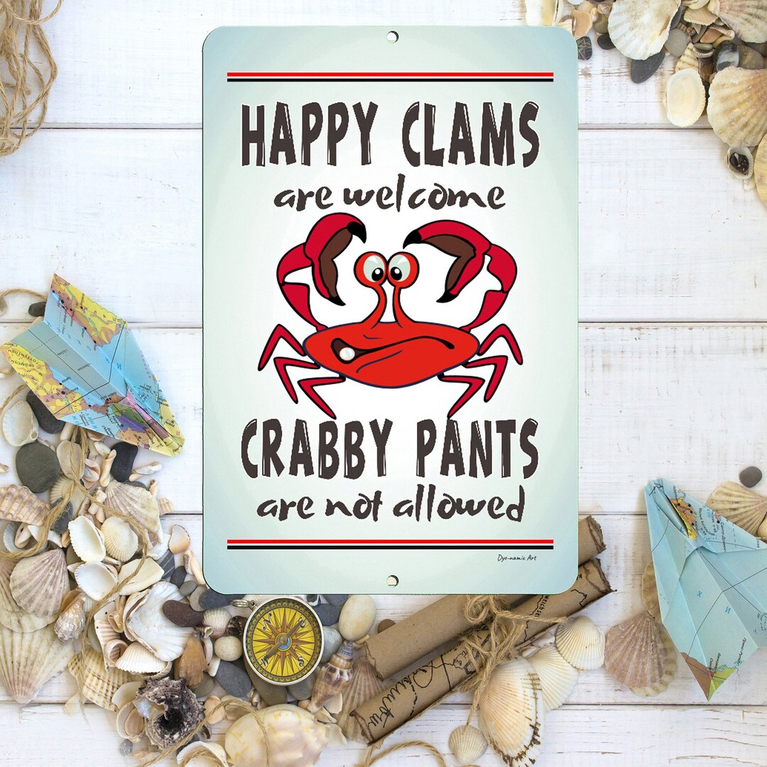 Funny Beach Metal Sign: Happy Clams Welcome, Nautical Decor - Etsy