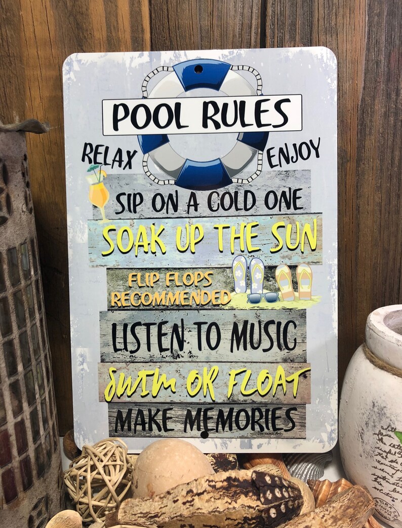 Pool Rules Metal Sign Swimming Pool Sign Home Decor Etsy