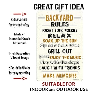 Backyard Rules Sign | Patio Decor | BBQ Decor | Grill and Chill Outdoor ...