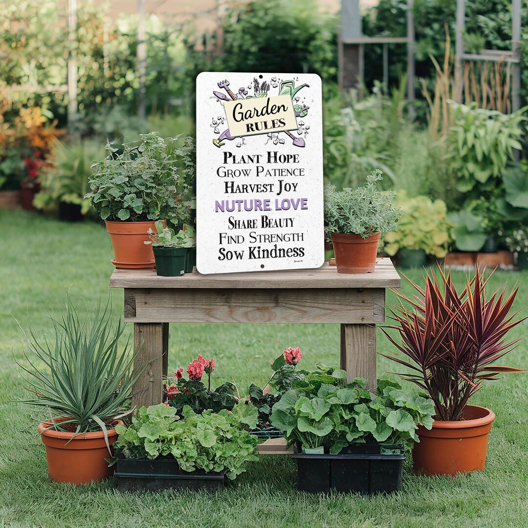 Garden Rules Metal Sign: Inspirational Rustic Gardening Decor - Etsy