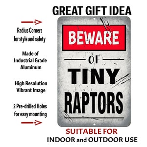 Beware of Tiny Raptors Sign | Funny Coop Decor | Backyard Poultry Gift ...