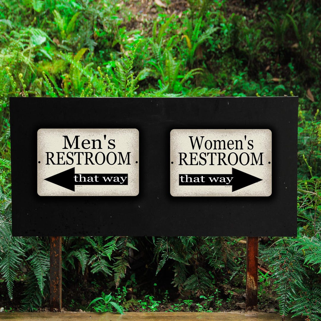 Restroom Metal Sign 8x12 | Men’s or Women’s Bathroom Sign With Arrow ...