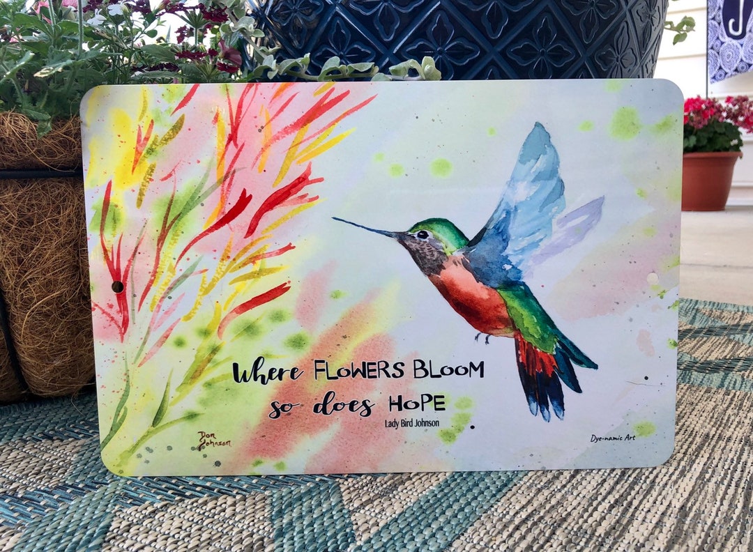Hummingbird Sign With Inspirational Garden Quote Indoor or - Etsy