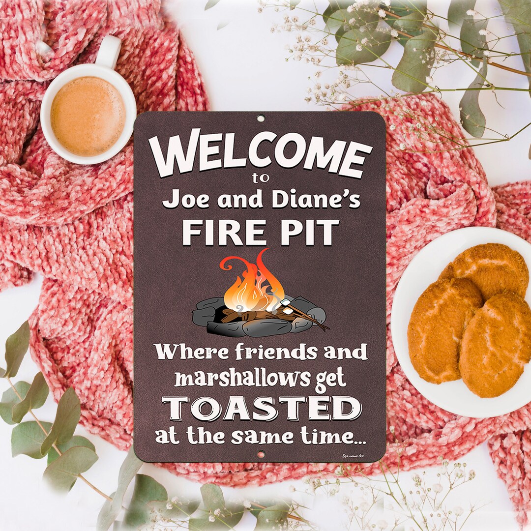 Personalized Fire Pit Sign | Custom Welcome Sign for Outdoor Spaces ...
