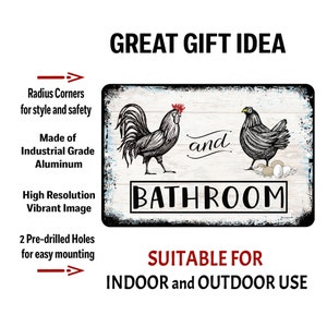 Rooster and Hen Bathroom Sign Unisex Farmhouse Restroom Sign for ...