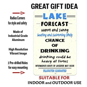 Funny Lake Forecast Sign | Lake House Decor | Boating & Drinking Wall ...