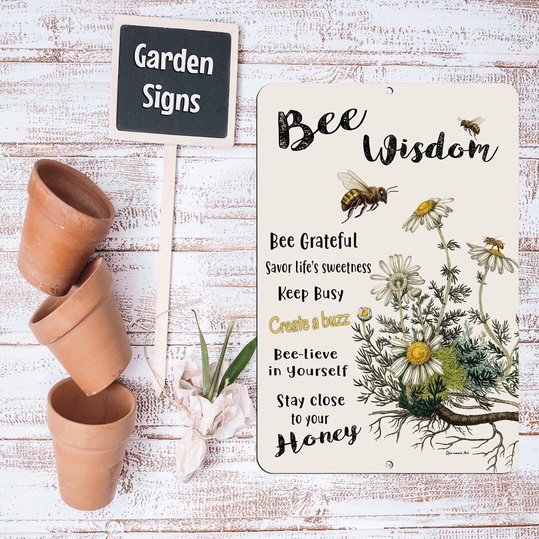 Bee Wisdom Garden Sign With Positive Bee Sayings - Etsy