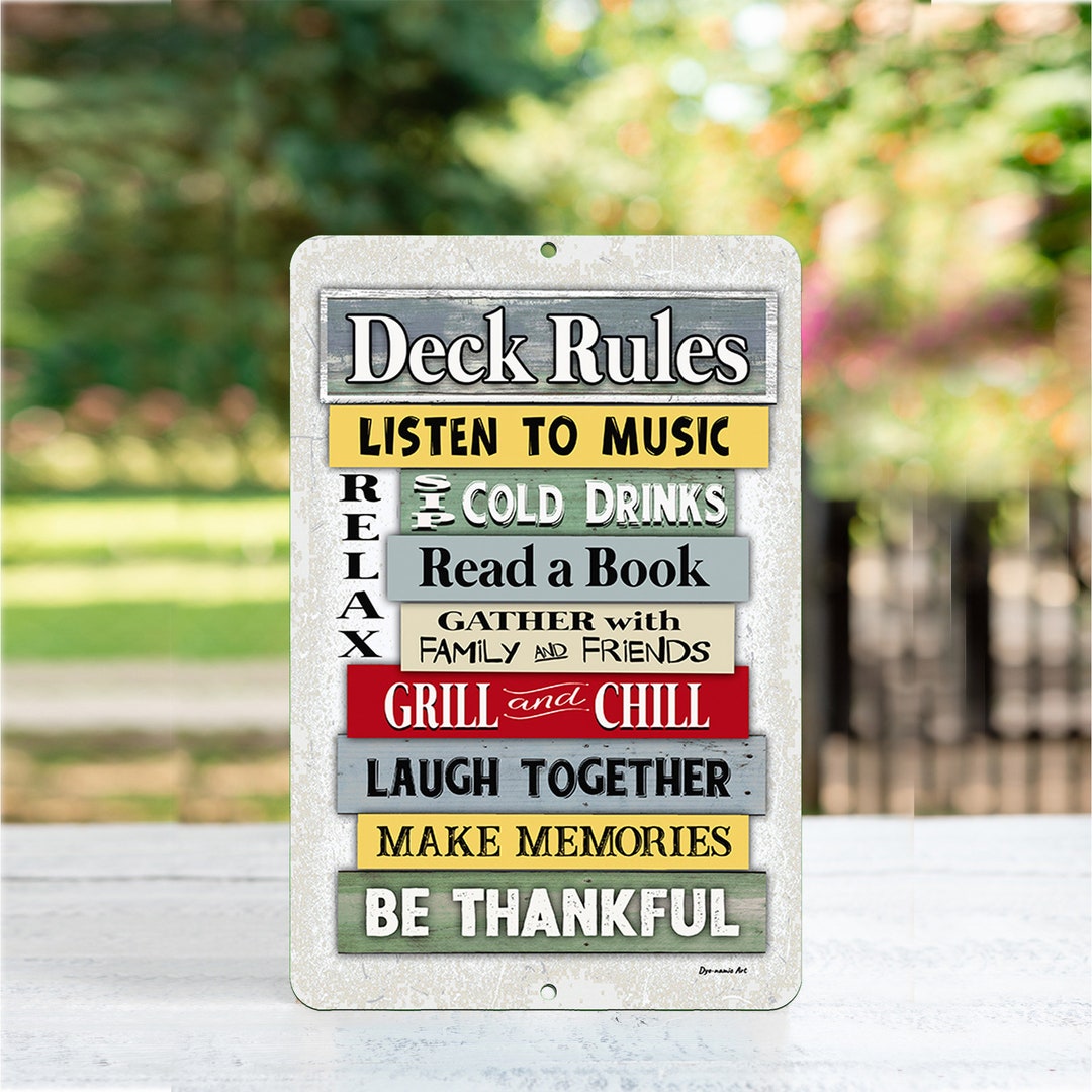 Deck Rules Metal Sign: Inspirational Patio & Backyard Decor - Etsy