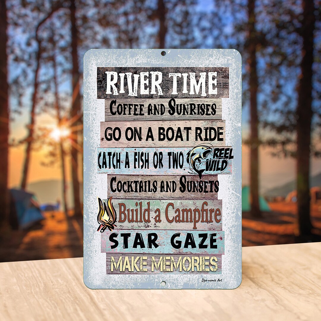 River Time Metal Sign: Inspirational River House Decor - Etsy
