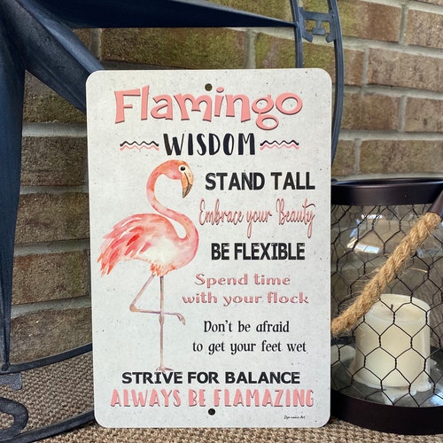 Tin Metal Sign Flamingo Wisdom 8x12 / - Etsy