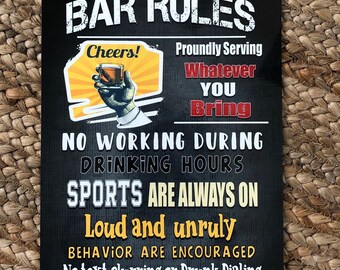 Bar Rules Sign - Etsy