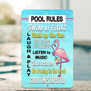 Pool Rules Swimming Pool Sign, Pink Flamingo Decor, Outdoor Pool Yard ...