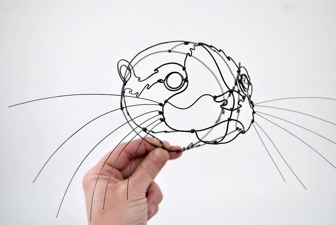 Wire Otter, Wall Decoration, Animal Portrait, Metal Sculpture, 3D ...