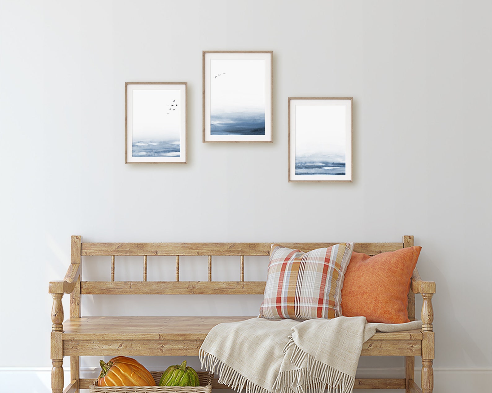 3 Piece Wall Art Printable Indigo Ocean Set Peaceful Bedroom | Etsy