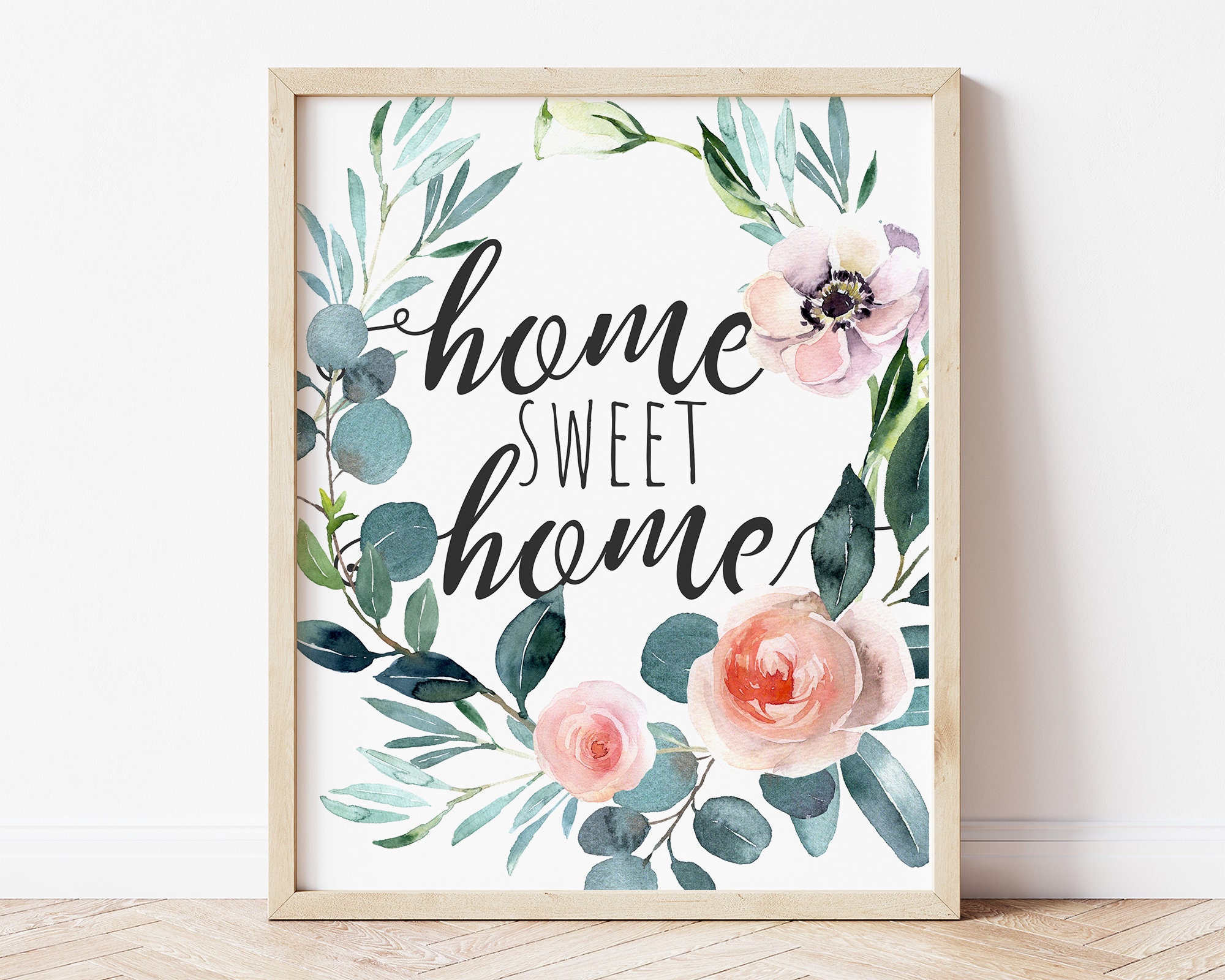 Home Sweet Home Print. Floral Farmhouse Wall Art - Etsy