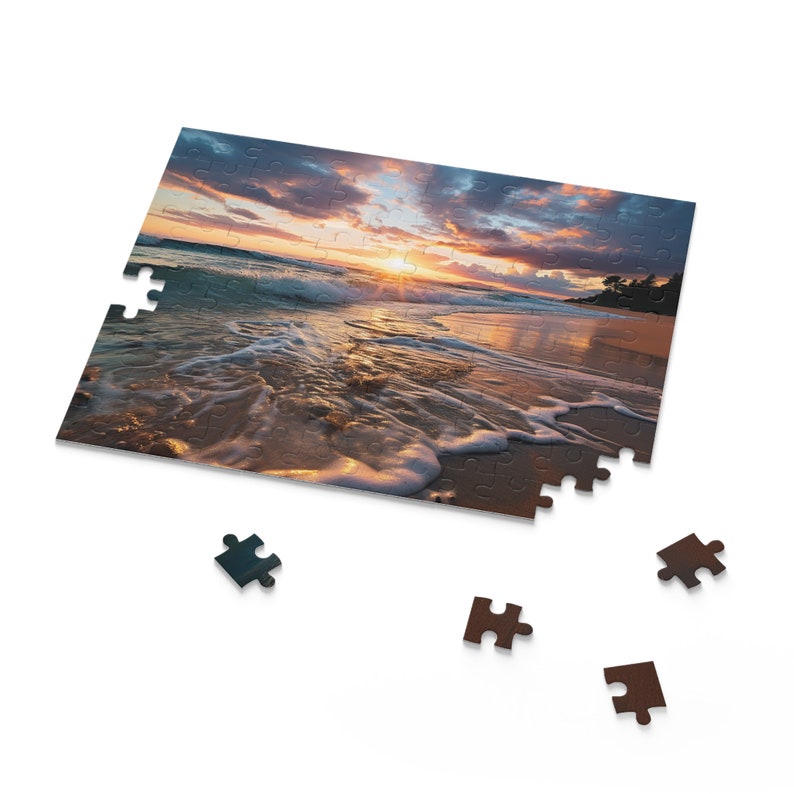 Sunset Beach Puzzle Waves on the Beach Sunset Puzzle Beach Puzzle 120 ...