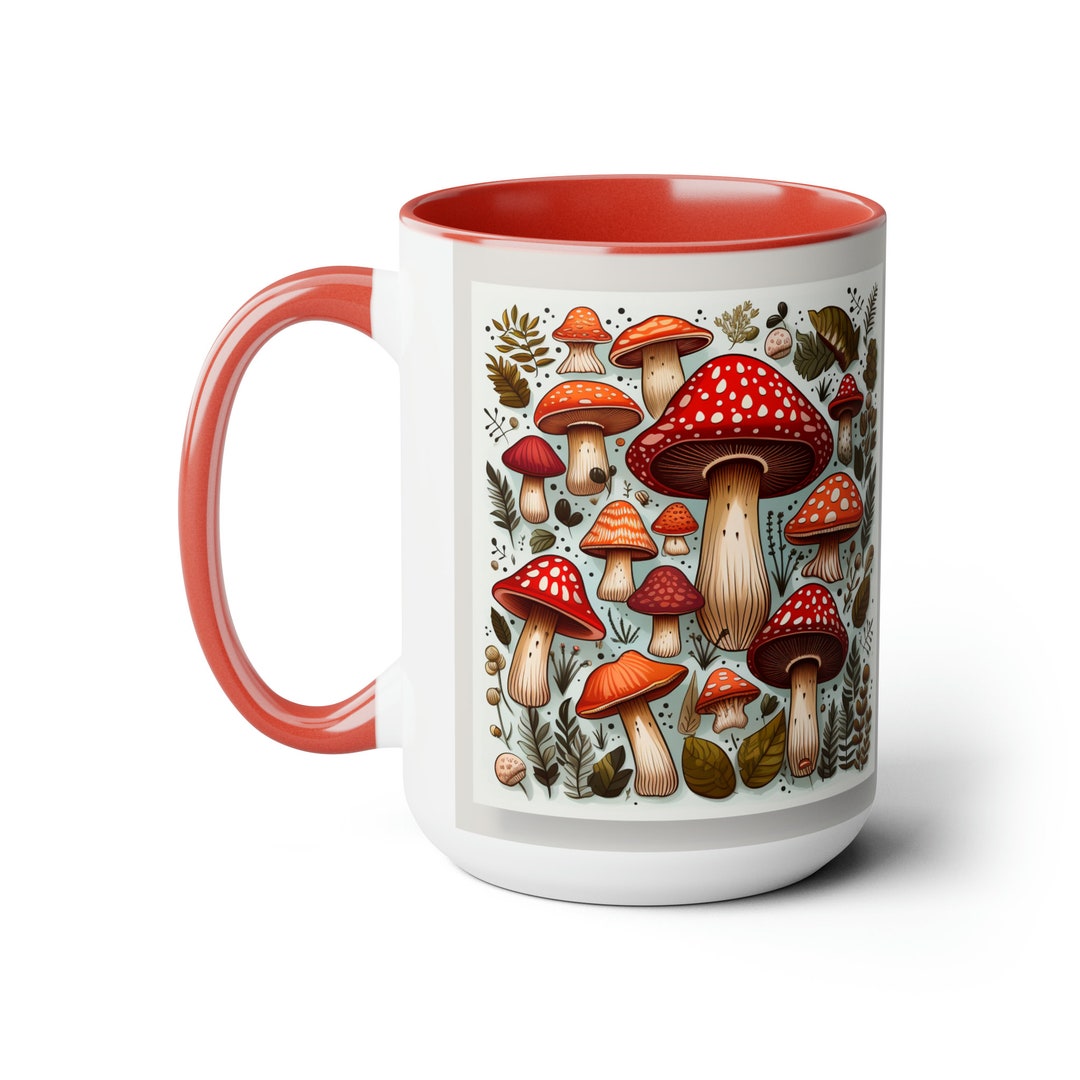 Red Capped Mushroom Coffee Mug MCM Mushroom 15 Ounce Coffee Cup ...