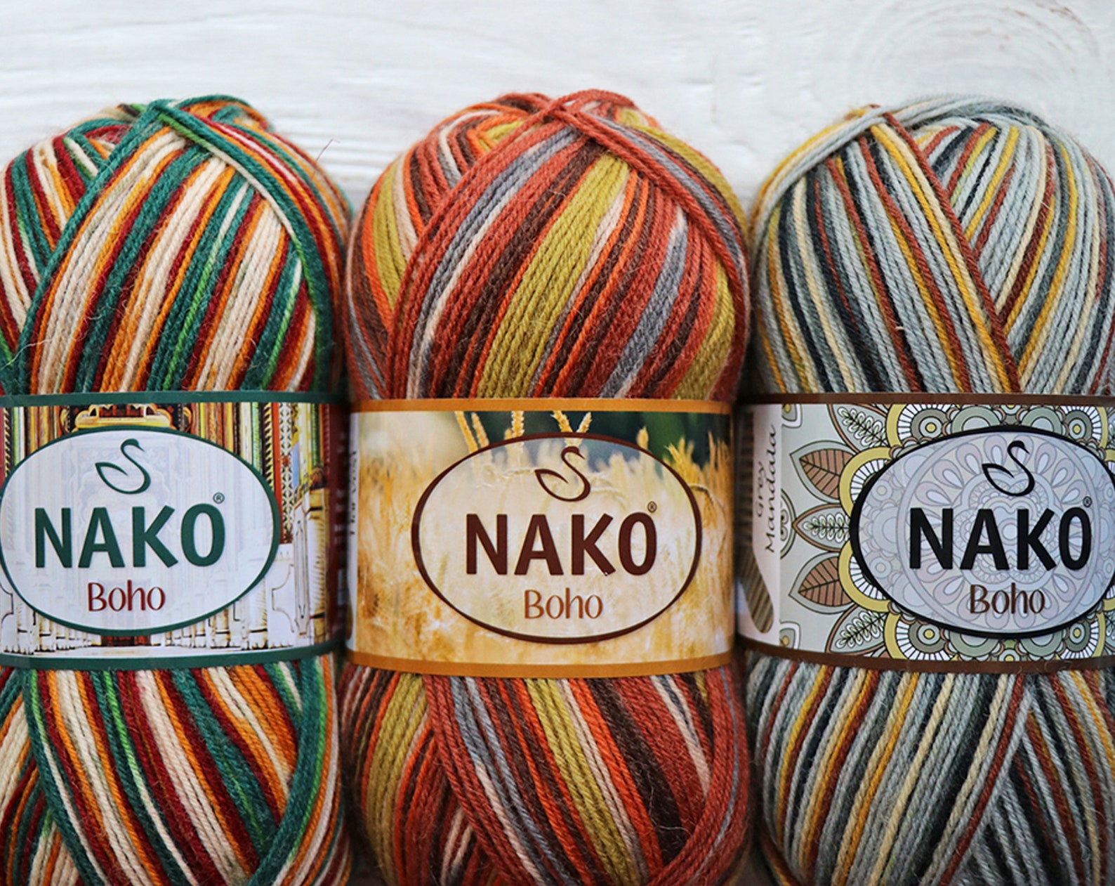 NAKO BOHO, SOCK Yarn 41 Colors, Merino Wool Sock Yarn, Fingering Sock ...