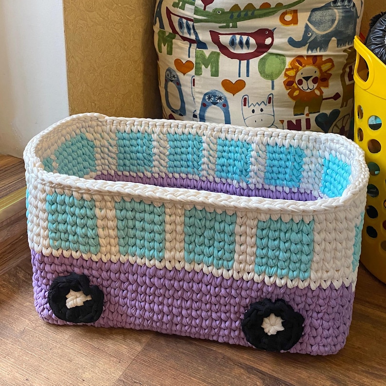 CROCHET PATTERN Basket Retro Bus, Home Decor, Nursery Gift, DIY Storage ...