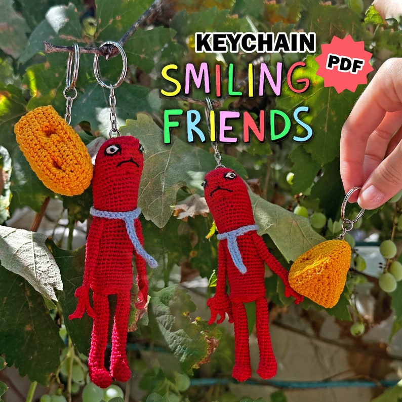 Smiling Friends Crochet Keychain Pattern: Alan & Cheese Magnet (PDF ...
