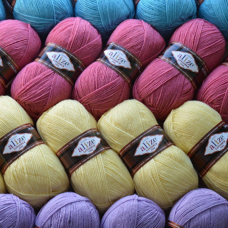 Alize Lanagold DK Wool Blend Yarn: 57 Colors (3.5 Oz) - Etsy
