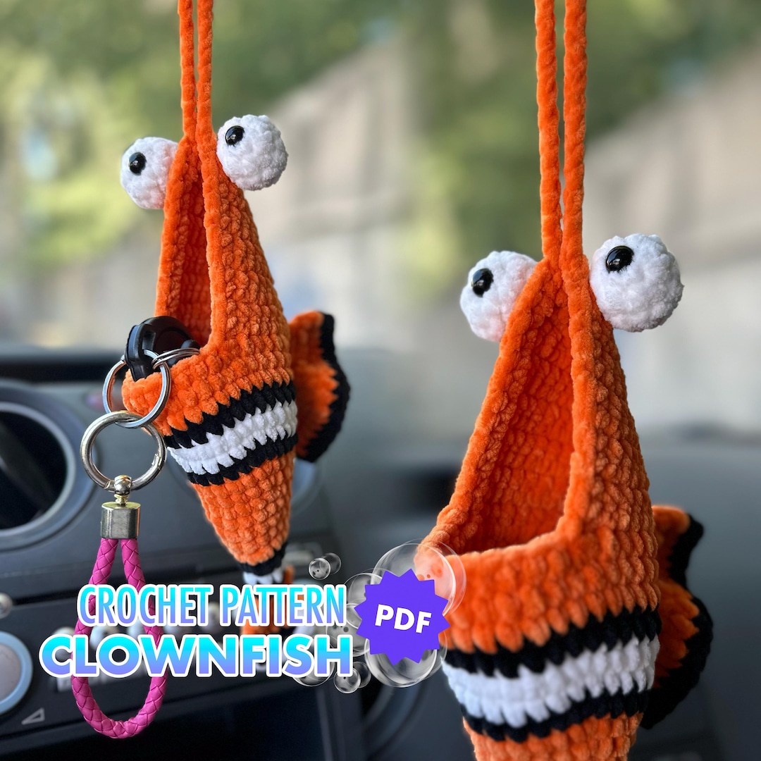 Crochet Clownfish Car Hanger Pattern: Amigurumi Fish Basket (PDF) - Etsy