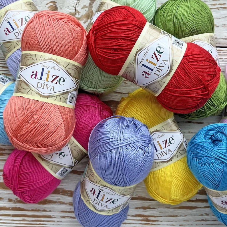 Alize Diva Yarn – 350m / 383yd Soft Silky Acrylic Yarn for Knitting & Crochet Swimwear Yarn - Etsy