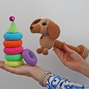 DOG STACKING TOY Crochet Pattern, Dog Amigurumi Baby Activity Toy,ring ...