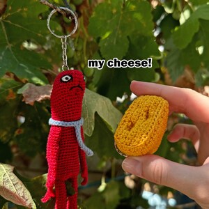 Smiling Friends Crochet Keychain Pattern: Alan & Cheese Magnet (PDF ...