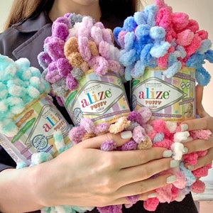 Alize Puffy Color, Chenille Loop Yarn, 50 Colors, Finger Knitting - Etsy