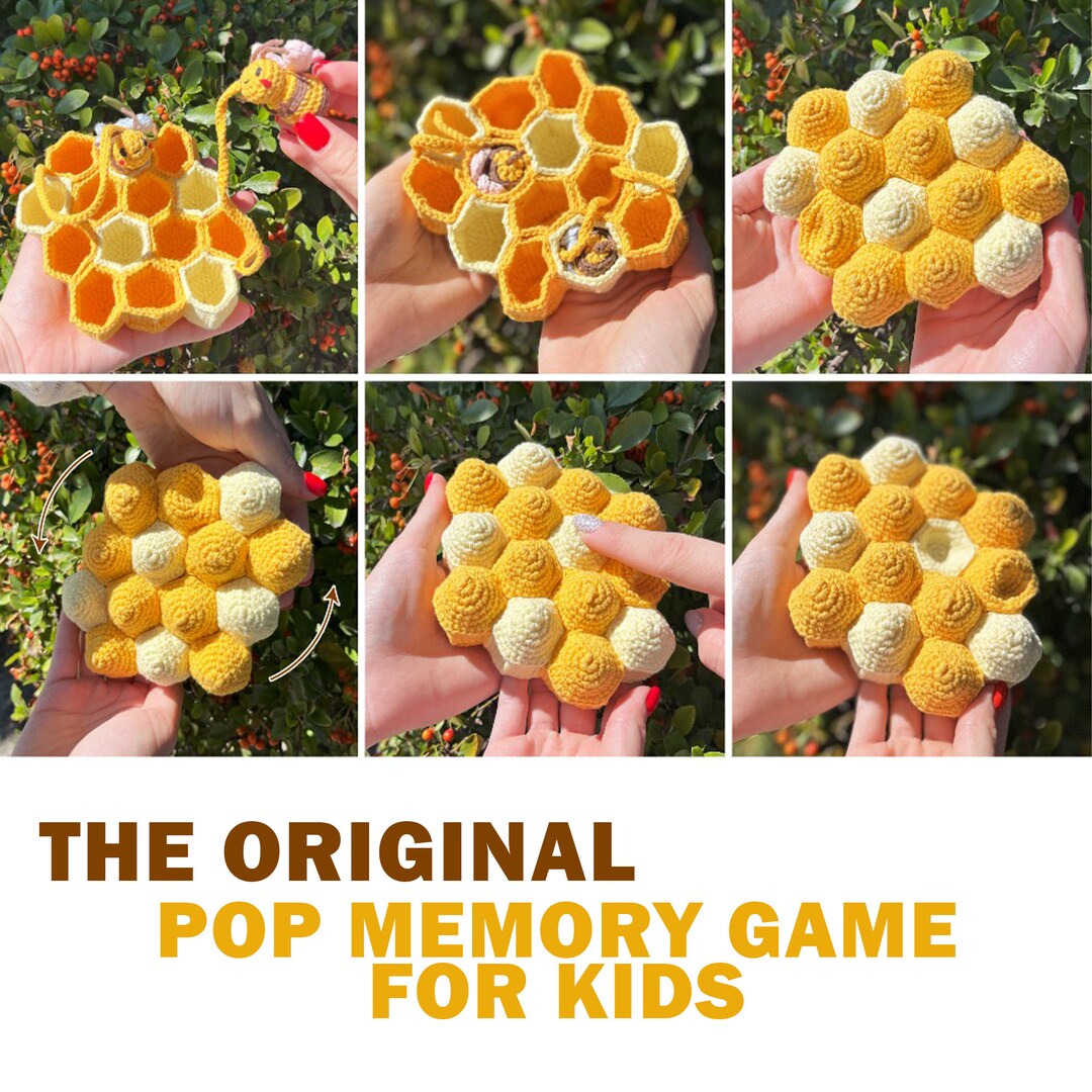 The ORIGINAL BEE POP Memory Game Pop It Crochet Pattern, Crochet Bee ...