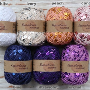 Royal Sequin Cotton Yarn, Sparkly Art Yarn for Crochet & Knitting - Etsy