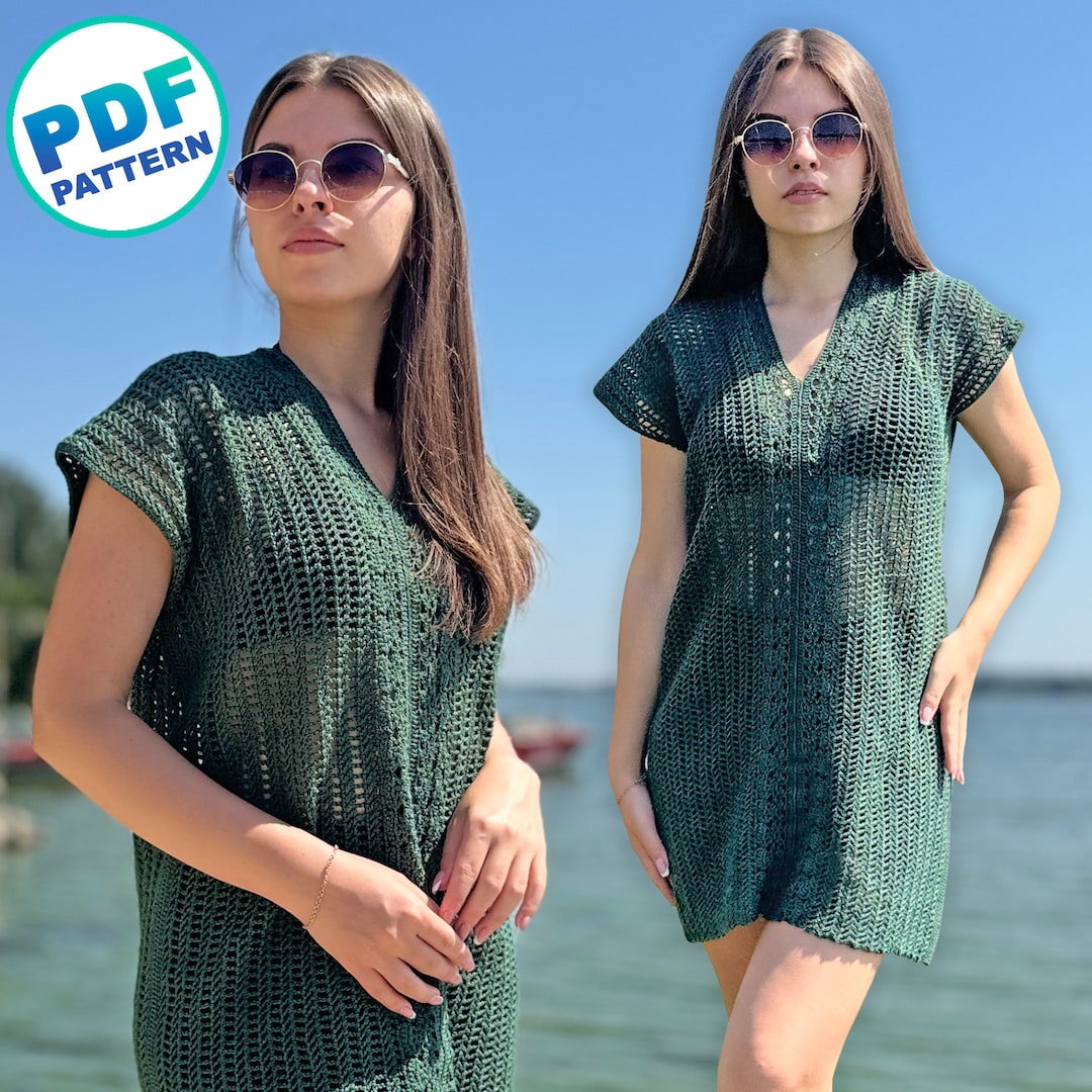 Crochet Swimsuit Cover up Pattern: Easy Beach Dress (PDF Pattern, One ...