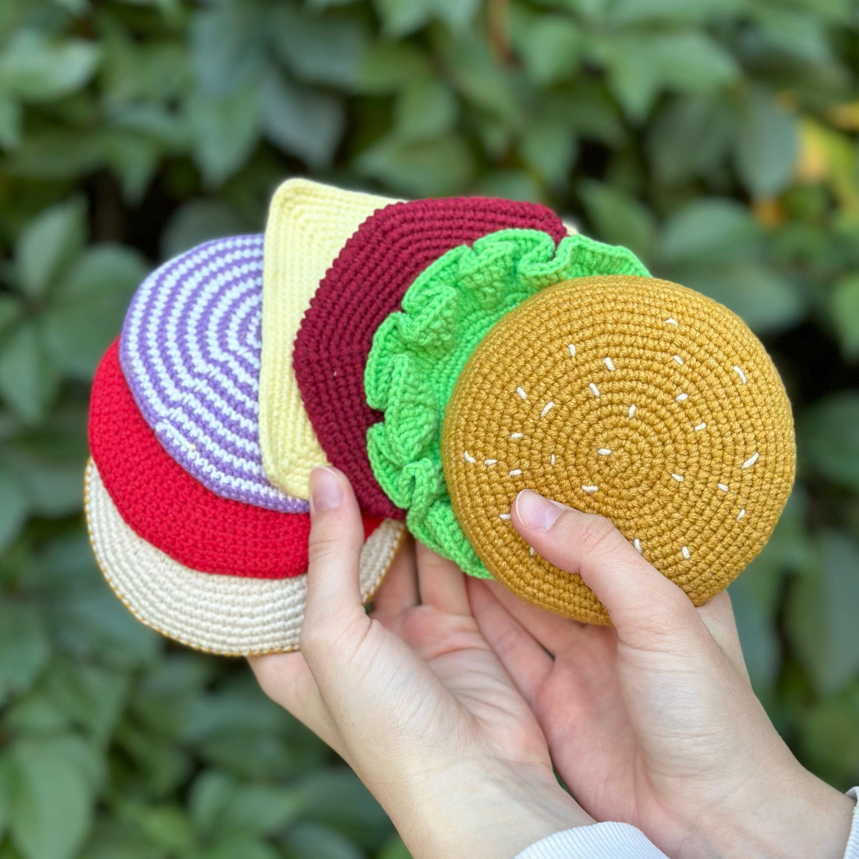 Crochet Burger Coaster Set Pattern, Stacking Food Coasters PDF Download ...